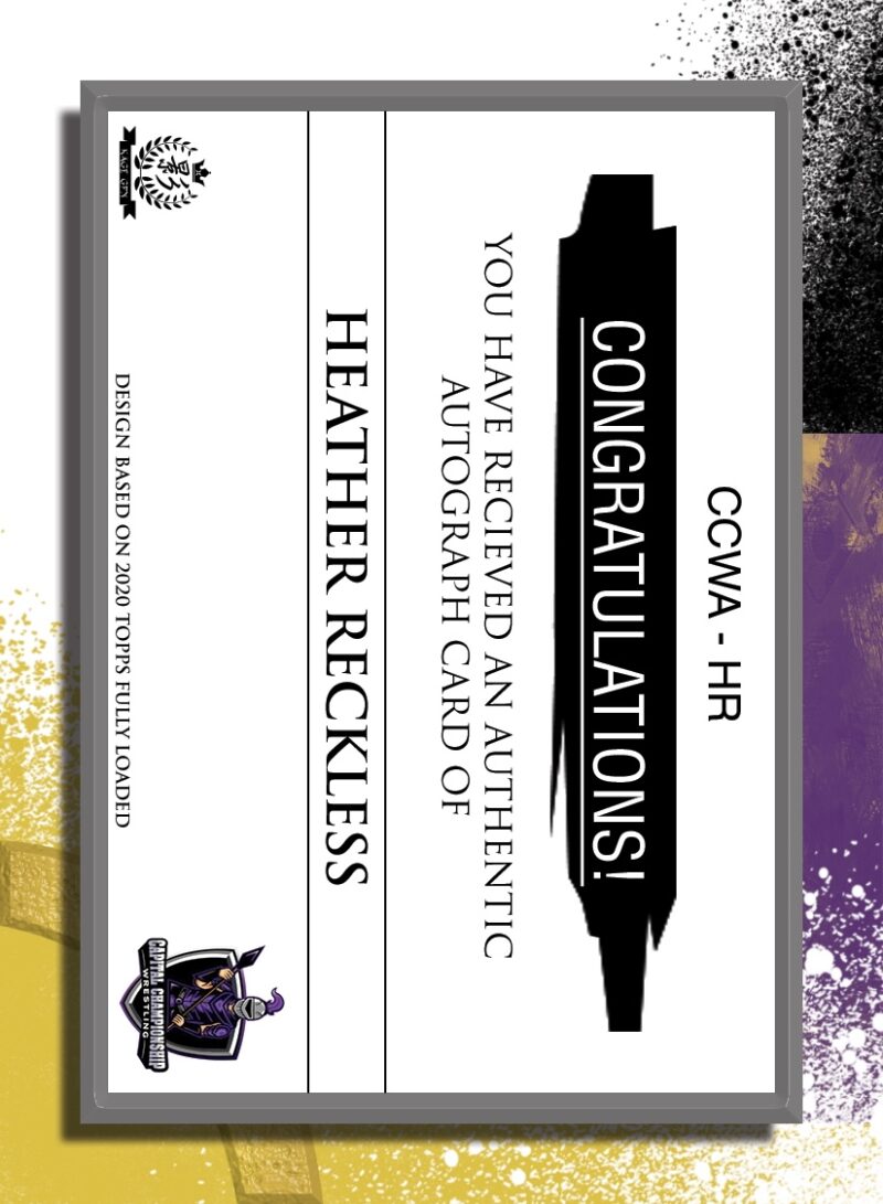 CCW CAPITAL CHAMPIONSHIP WRESTLING 2023 – HEATHER RECKLESS #CCWA-HR ...