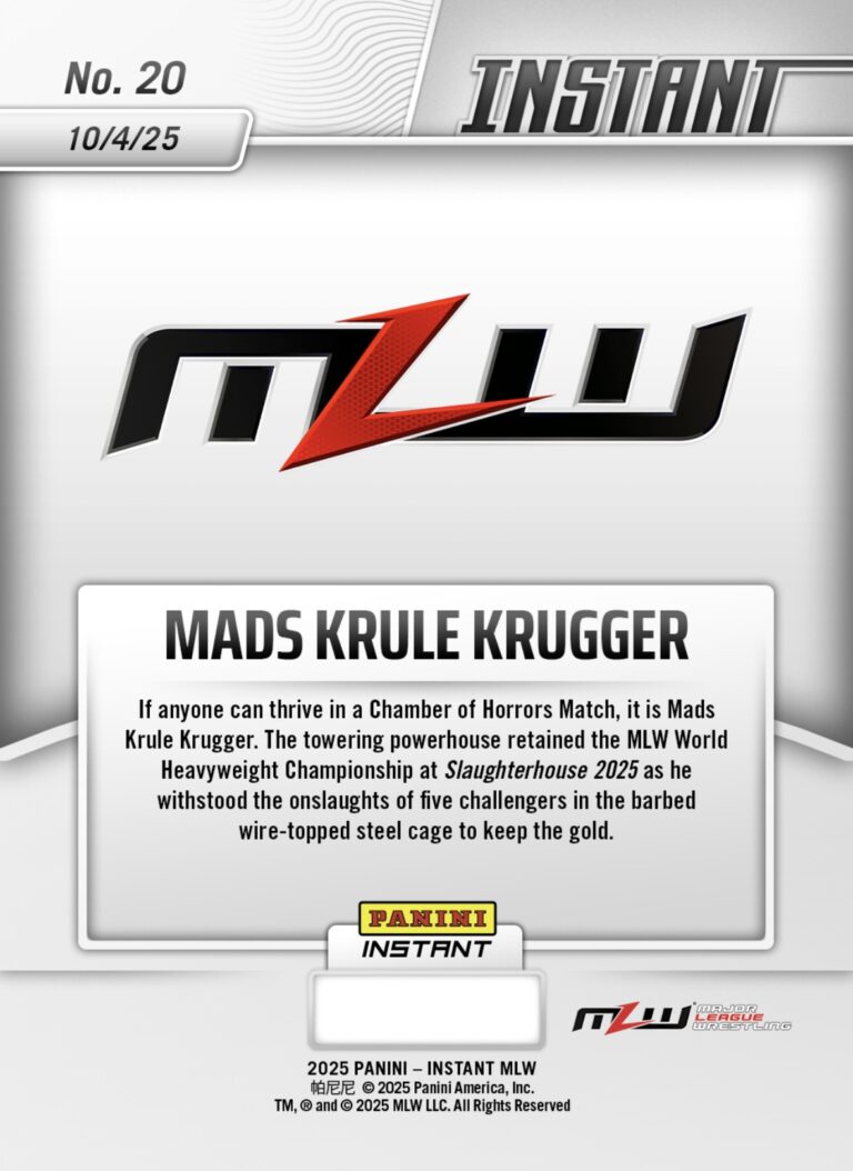 MLW PANINI INSTANT 2025 – MADS KRULE KRUGGER – MADS KRULE KRUGGER KEEPS ...